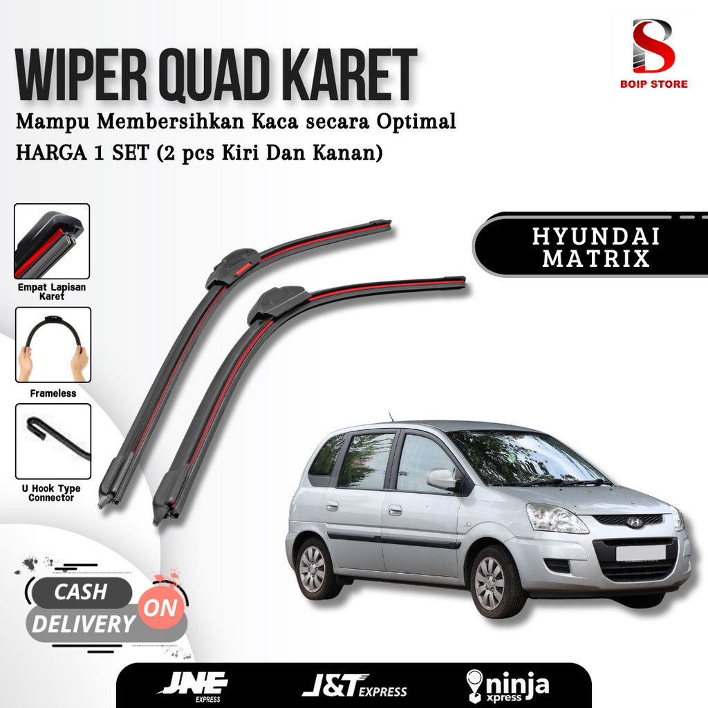 Jual Wiper Quad Blade Blade Hyundai Matrix 1 Set Kiri Kanan 4 Lapis ...