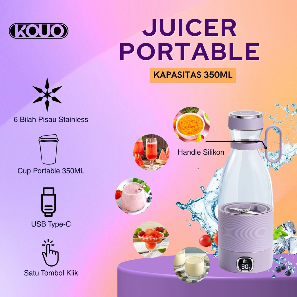 Jual KOUO Juicer Portable Mini Tumbler Fruit Shaker Mini 350 ML Juicer ...