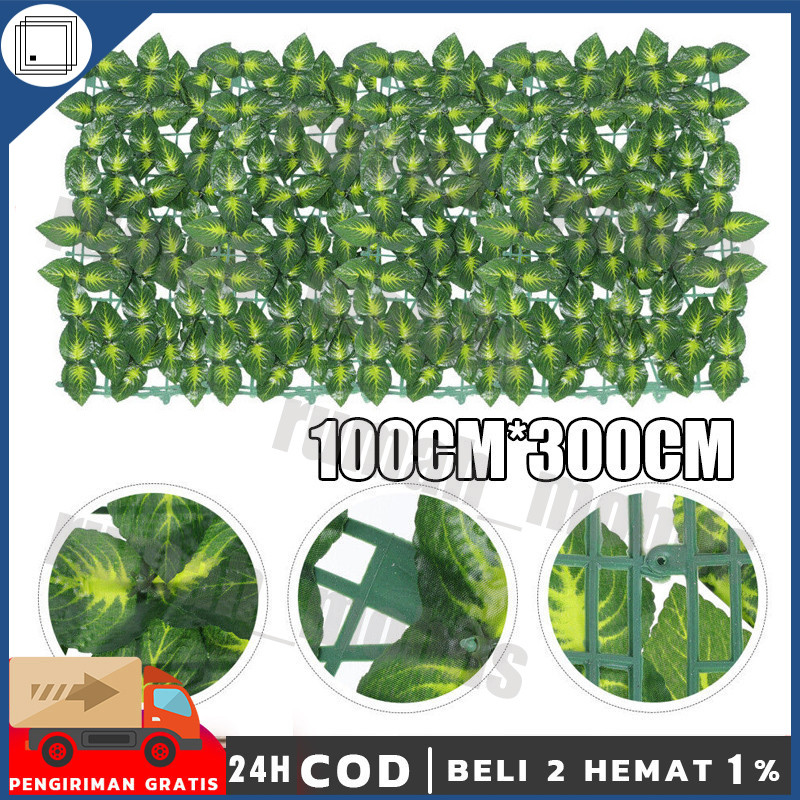 Jual Rumput Dinding Sintetis Dekorasi Dinding Daun Rambat Pagar 3 Meter ...