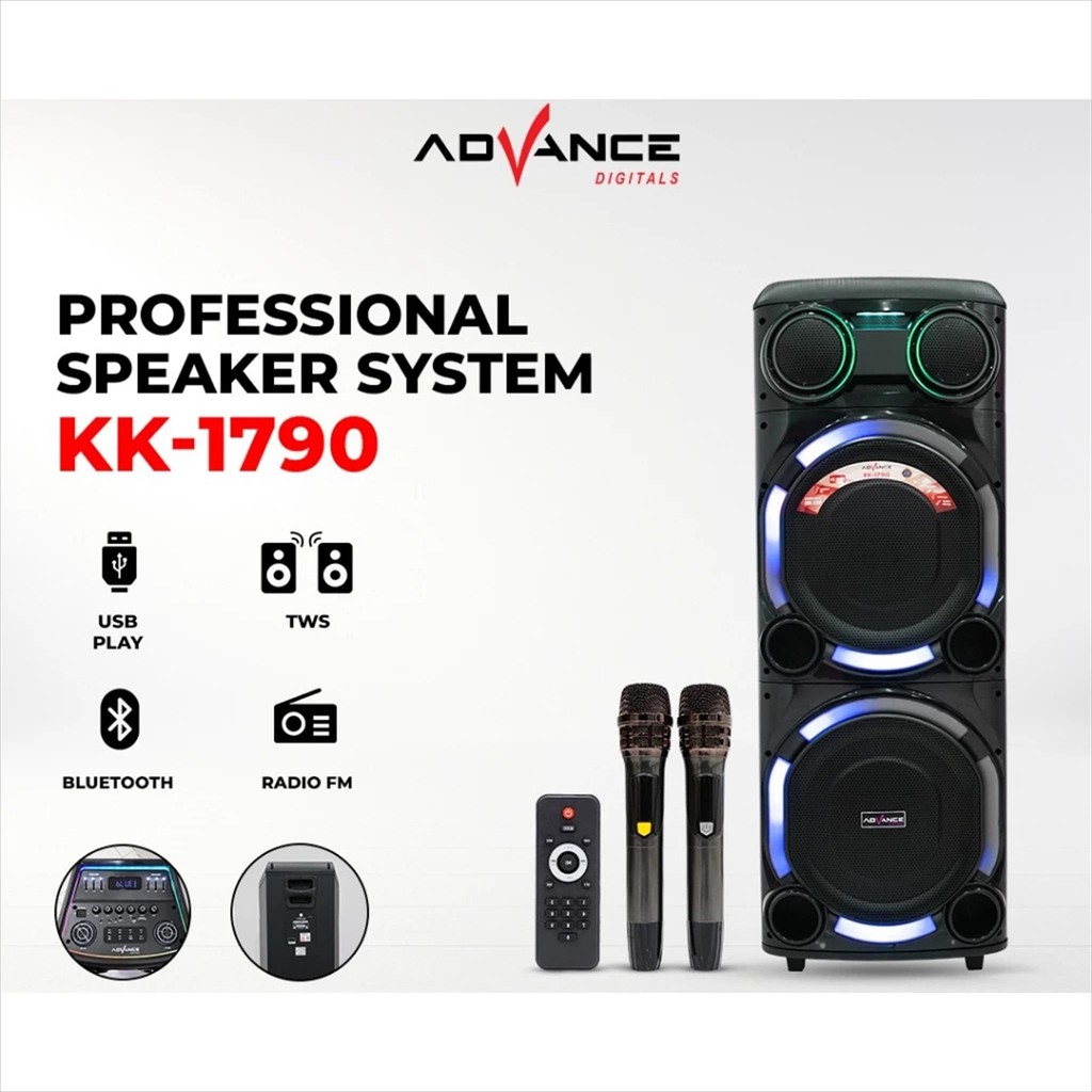 Jual ADVANCE SPEAKER 15 INCHI KK-1790 + 2 MIC | Shopee Indonesia