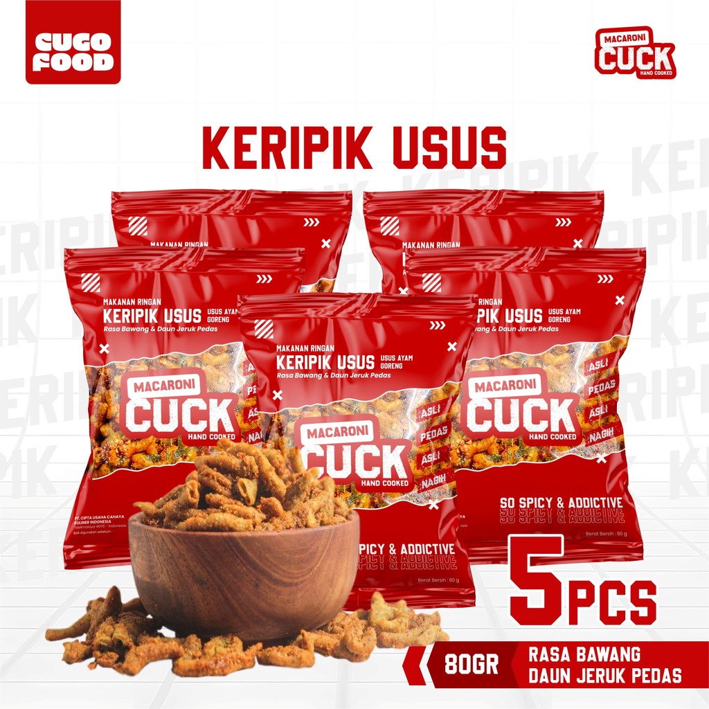Jual Macaroni Cuck Keripik Usus Pedas Daun Jeruk Kemasan Reguler 80gr x ...