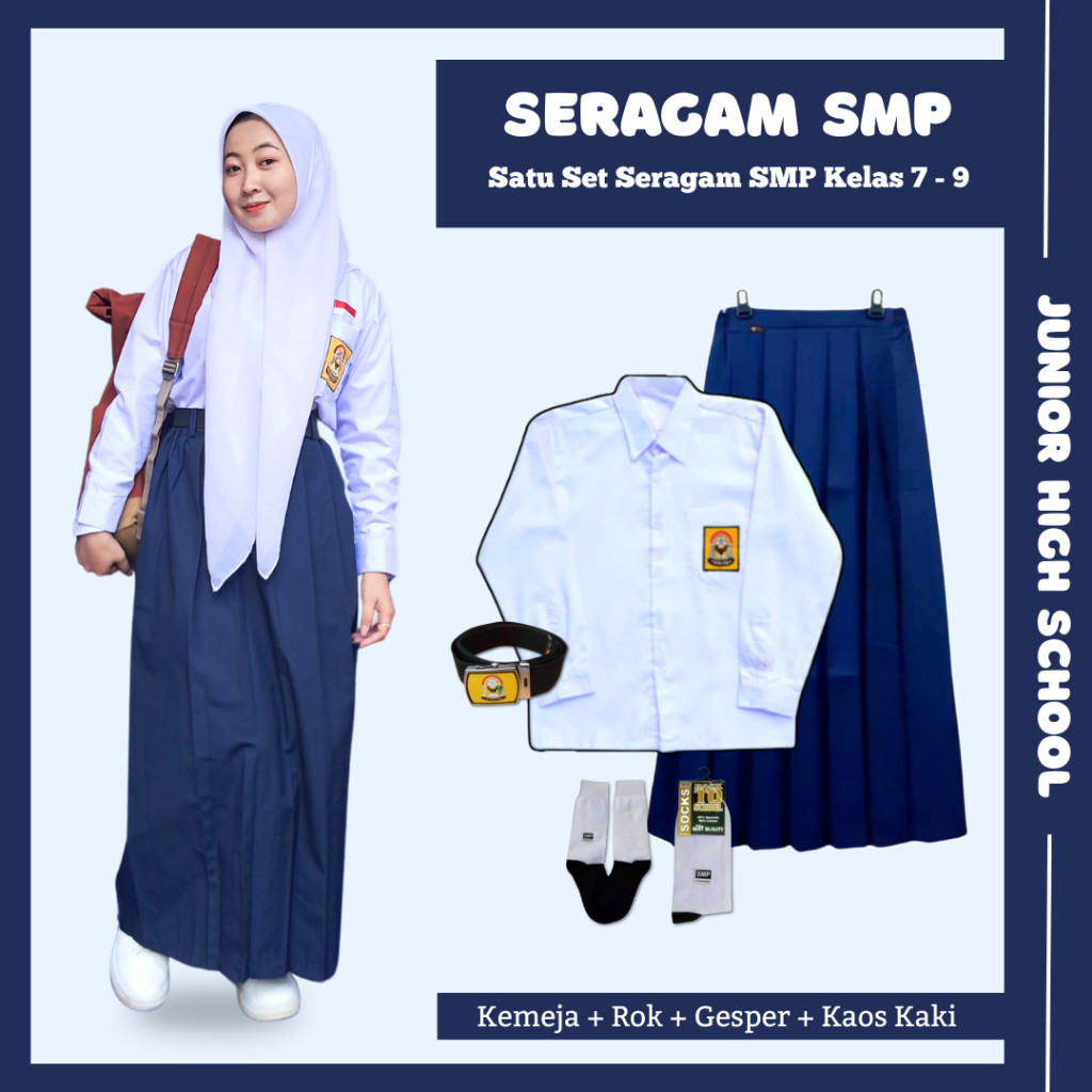 Jual CD34ED One Set Seragam Sekolah SMP Perempuan (Kemeja Lengan ...