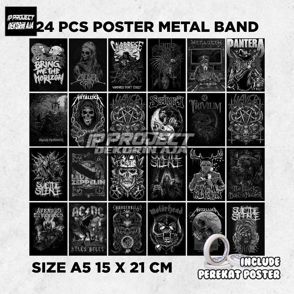 Jual Poster Band Metal - 24 Lembar - Bisa Reqeust Band - Ukuran A5 ...