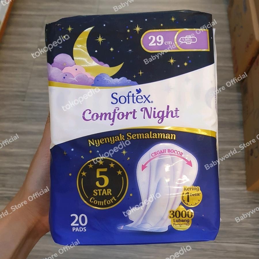 Jual Softex Comfort Night Pembalut Wanita 29cm Wing ( isi 20 ) | Shopee ...