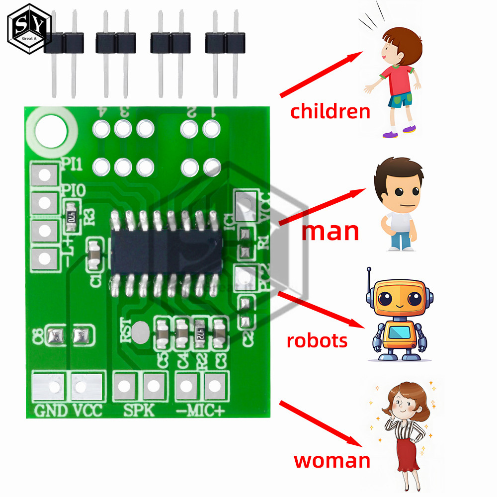 Jual 3V-4.5V DIY Voice Changer Module – Robot, Kid, Male/Female Real ...