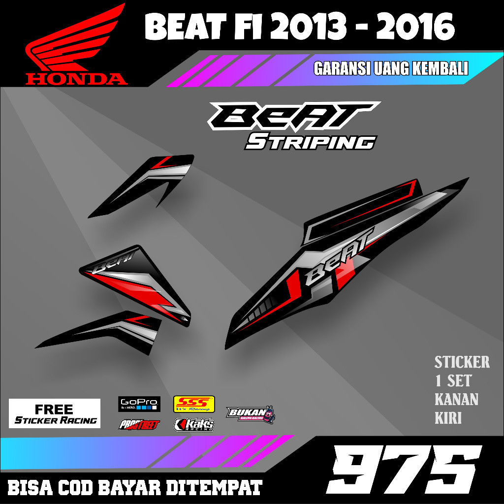 Jual Striping Beat Fi 2012 2013 2014 2015 2016 (M975) Motif Simpel ...