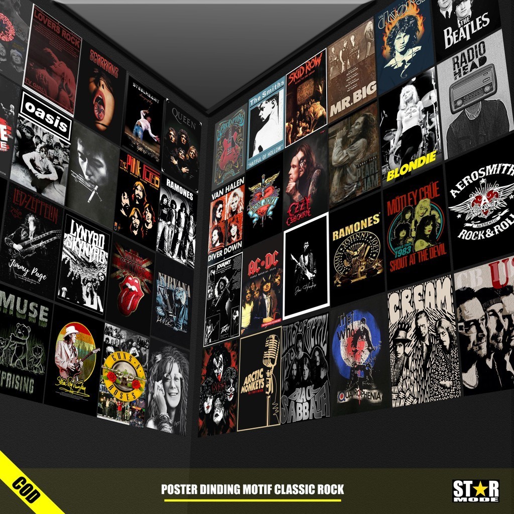 Jual Poster Dinding Band Rock 50 pcs / Hiasan Dinding Motif Classic ...