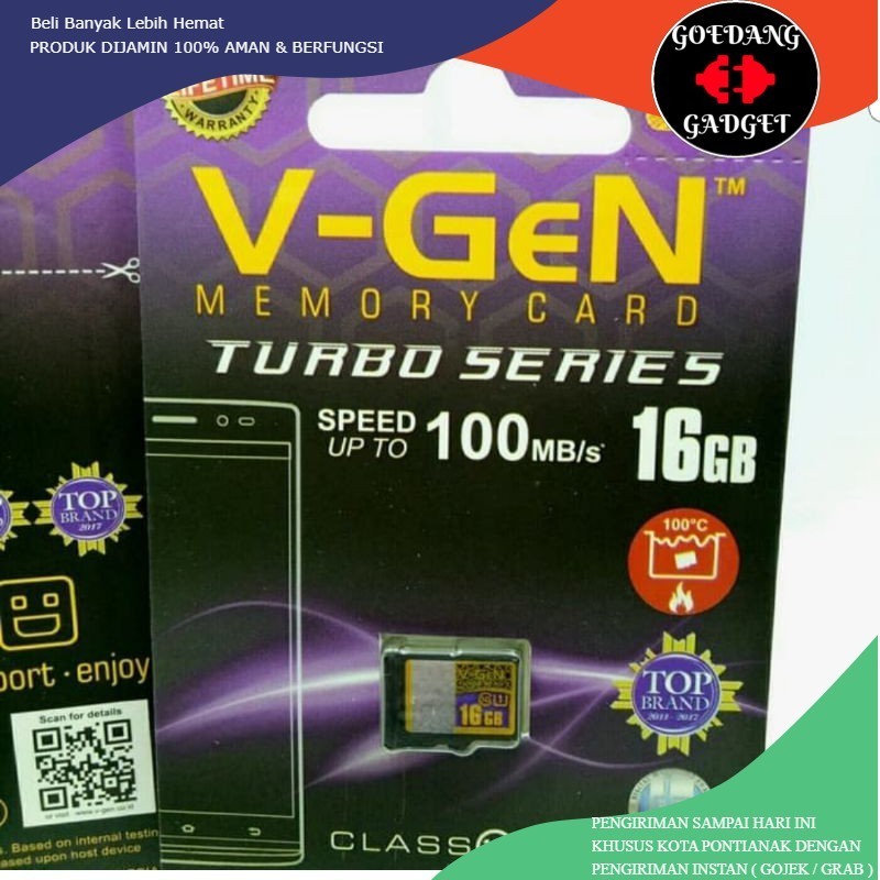 Jual TURBO SERIES MEMORY MICRO SD ORIGINAL VGEN 16 GB CLASS 10 | MICROSD V GEN / MEMORI CARD HP ...