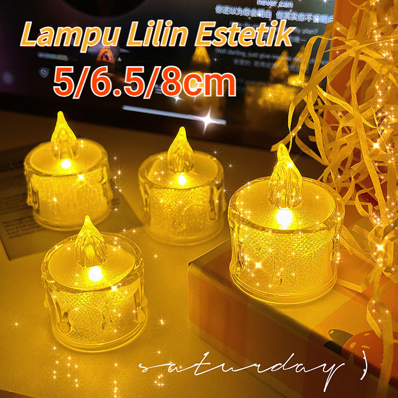 Jual Lampu Lilin Estetik / Lampu LED Bentuk Lilin Bahan Akrilik Kristal ...
