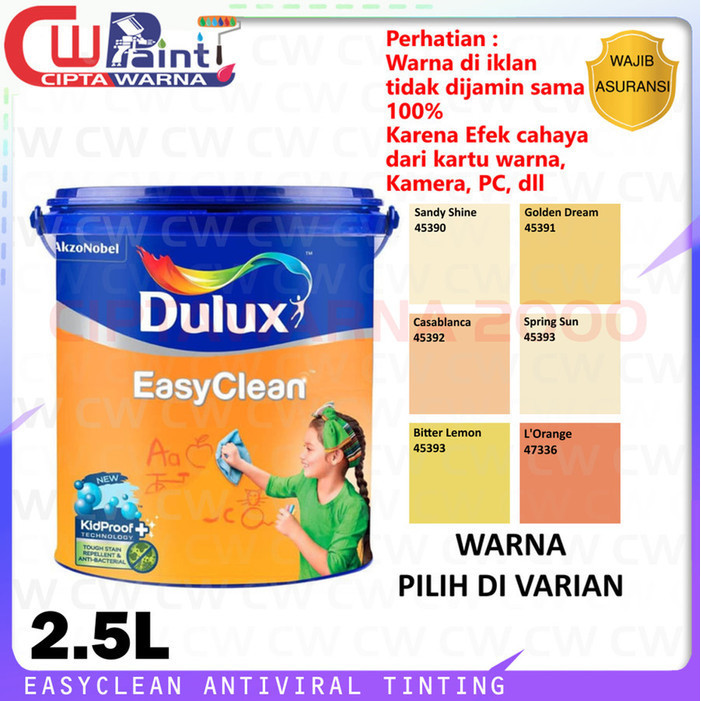 Jual Dulux Easy Clean Tinting Cat Tembok Dinding Interior Anti Noda ...
