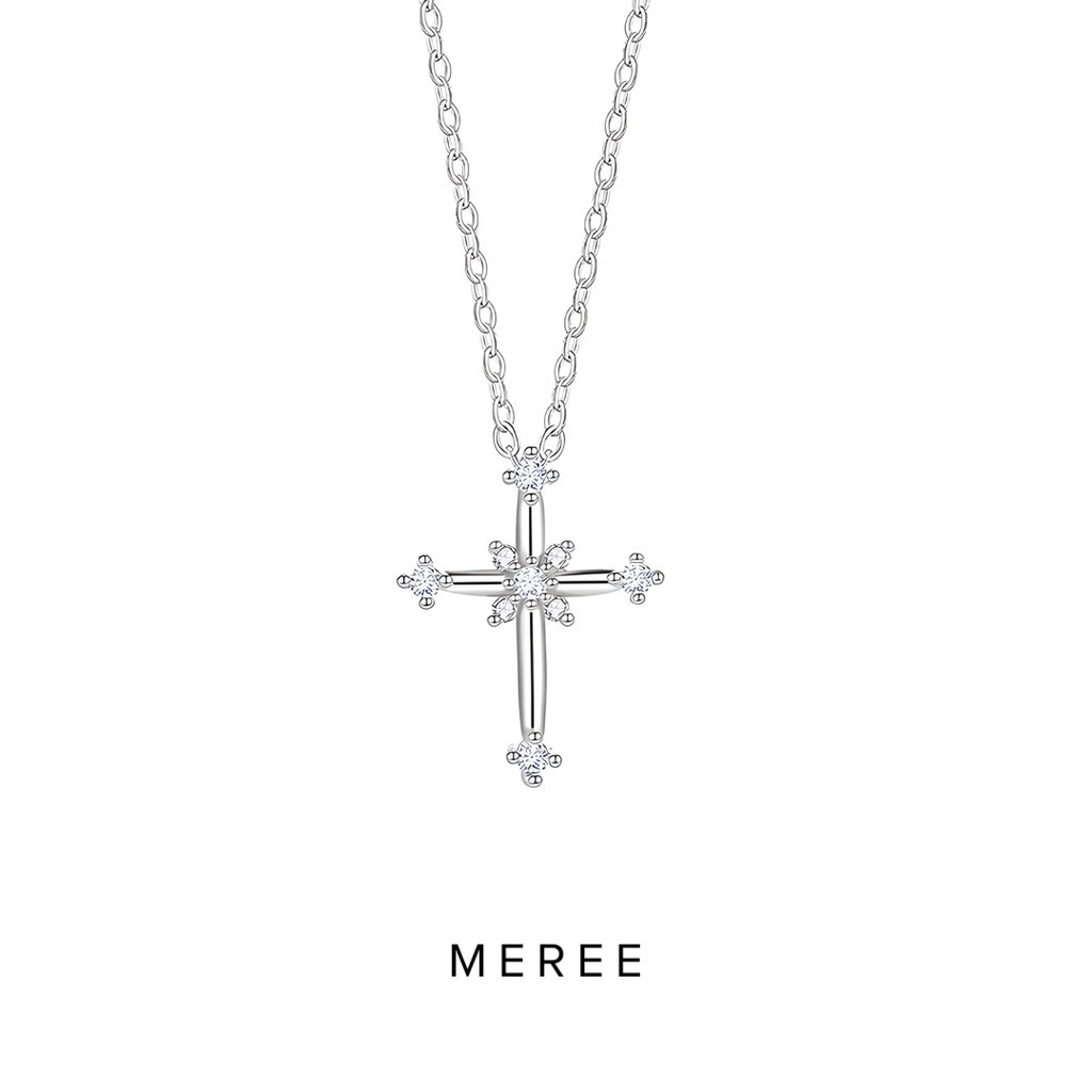 Jual Meree - Alvina Cross Necklace Sterling Silver Kalung Wanita Anti ...