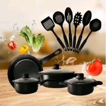 Jual Panci Set 13 Pcs Lengkap Dengan Tutup Kaca Peralatan Spatula Panci ...