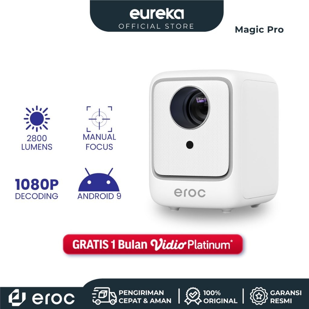 Jual Eroc MAGIC PRO Mini Projector Full HD Decoding 2800 Lumens Android IOS Cast Netflix ...