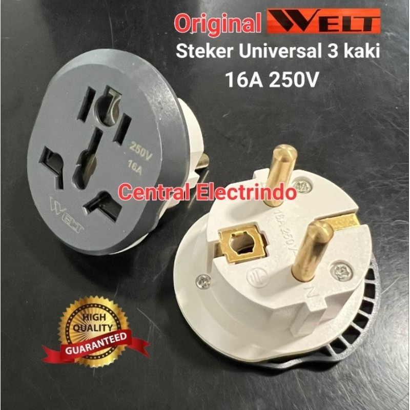 Jual Steker Universal Travel Socket WELT / Sambungan Colokan Kaki 3 ...