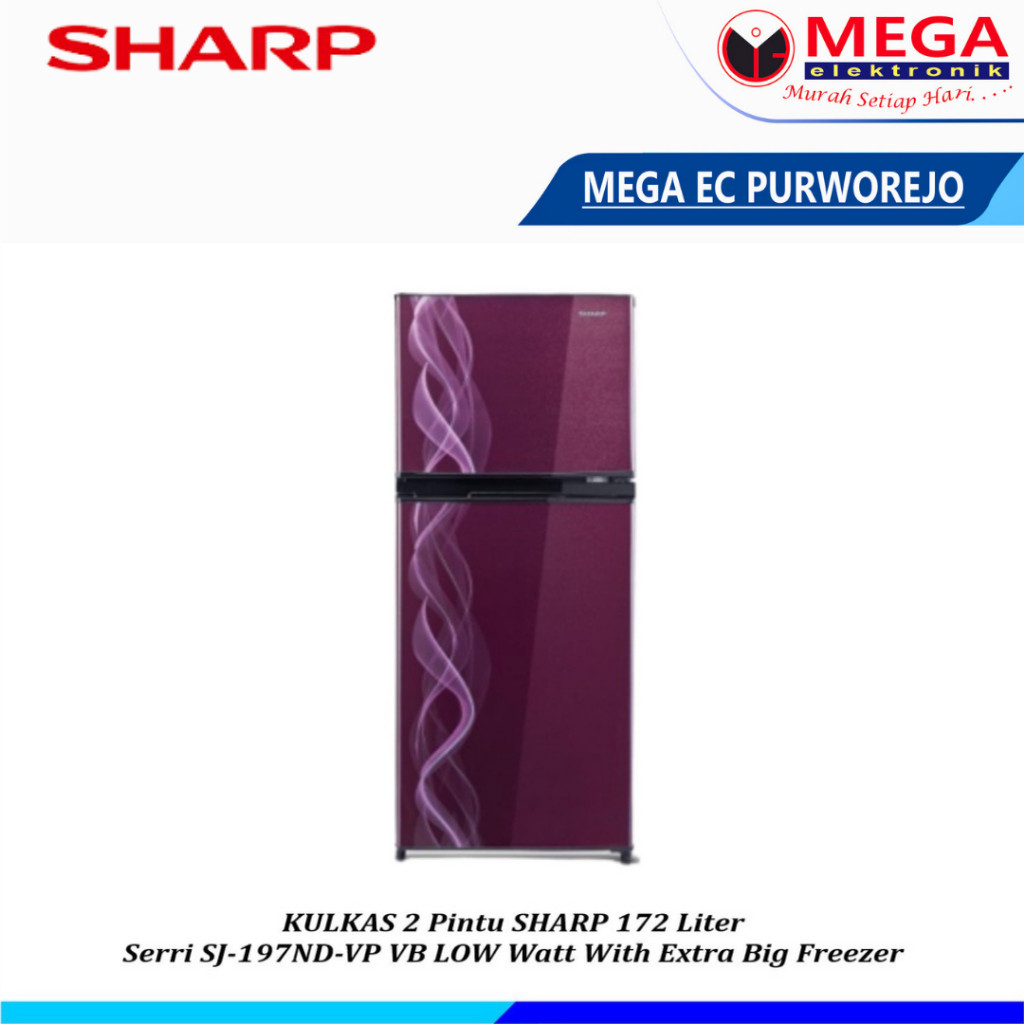 Jual SHARP LEMARI ES 2 PINTU SJ-197ND-VP/VB 172 LITER LOW WATT BIG ...