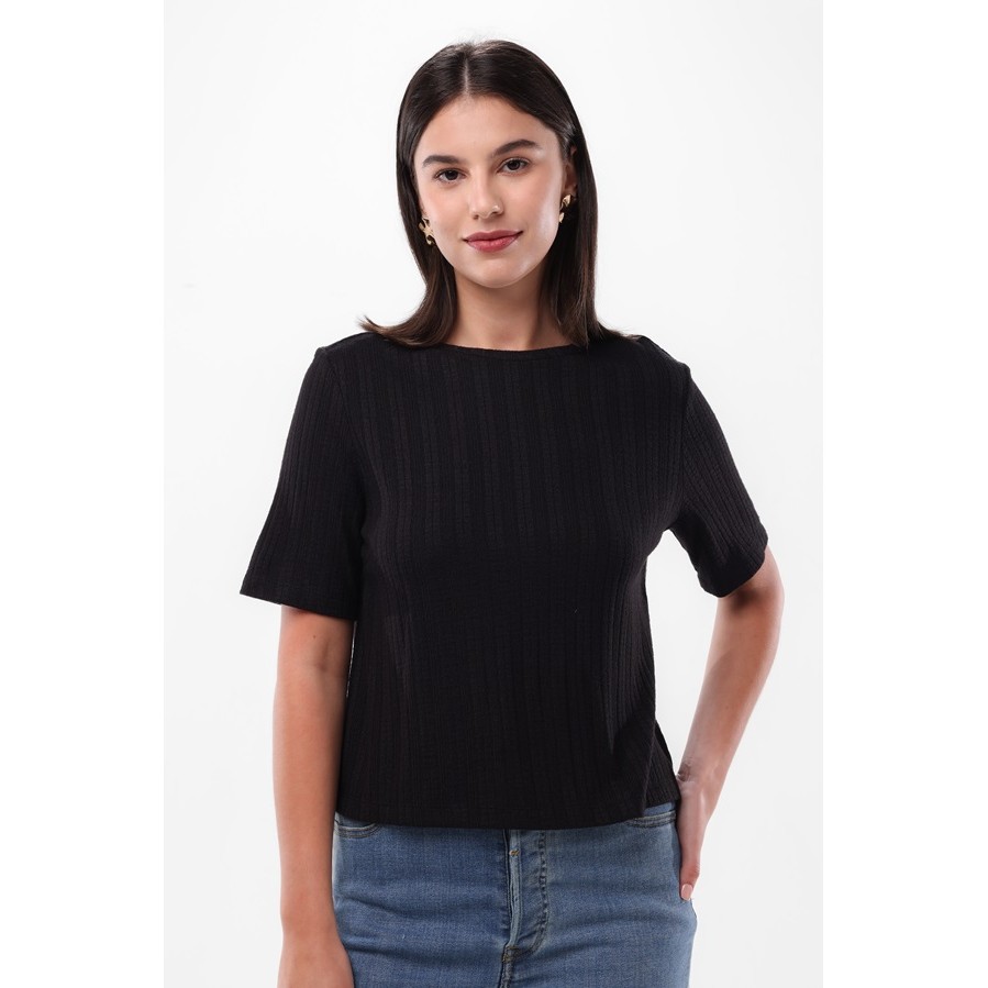 Jual Minimal Jalla Rib Crop Top Wanita Warna Black / Hitam - Regular ...