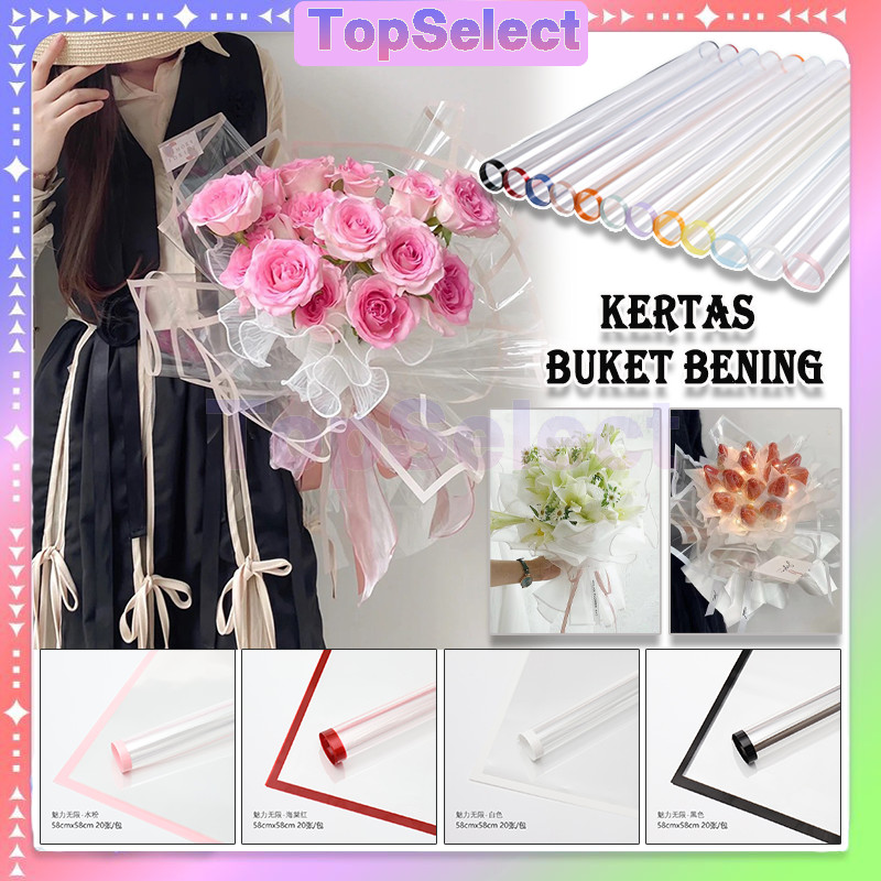 Jual Kertas Buket Bening 58x58 cm /Kertas Bungkus Buket Bunga ...