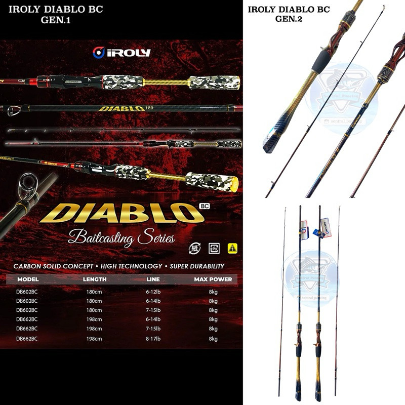 Jual ROD BC / JORAN BAITCASTING IROLY DIABLO 602 GEN 1 / GEN 2 ( SOLID ...