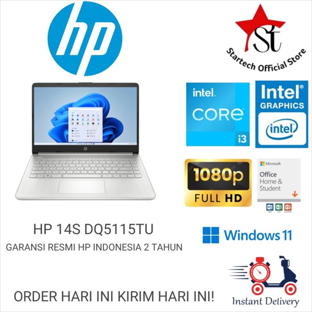 Jual HP 14S DQ5115TU I3 1215U RAM 4 GB SSD 512 GB W11 OHS 14" FHD ...