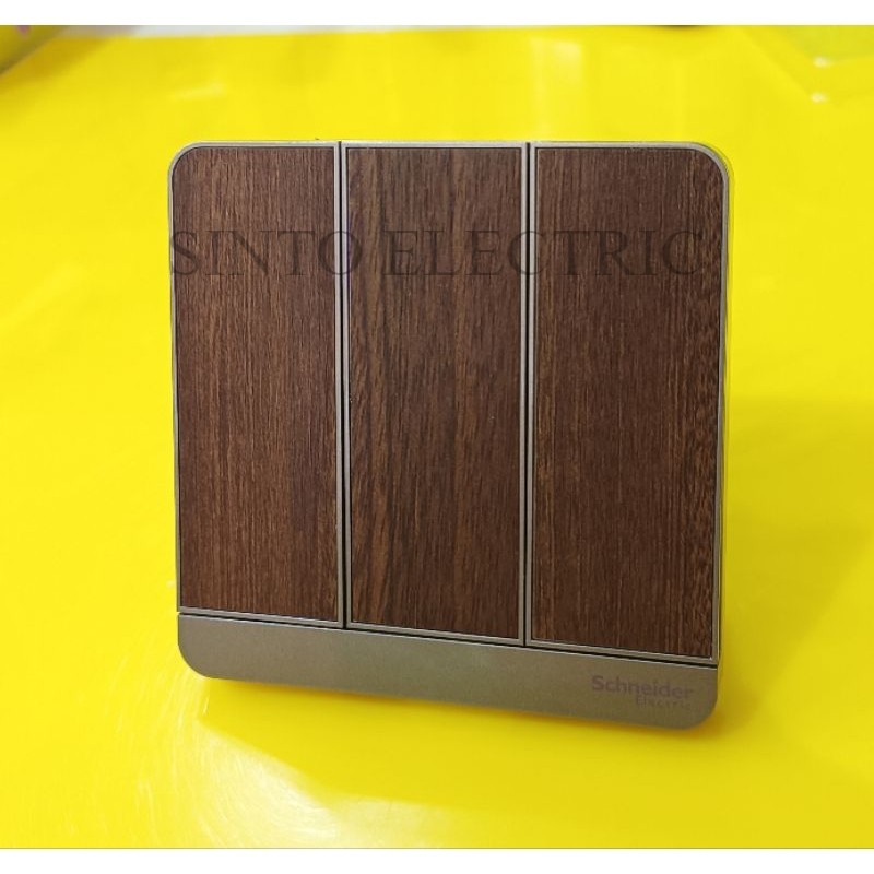 Jual SCHNEIDER Avatar On WD (wood) Saklar 3 Gang 1 Way Saklar Triple 1 ...