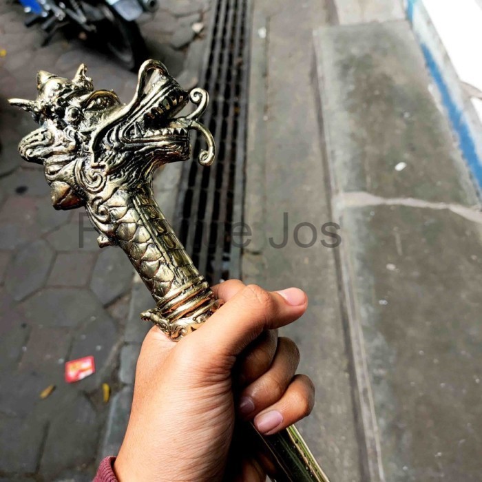 Jual Tongkat Komando Model Naga Raja Warna Emas Bahan Kuningan Alusan ...
