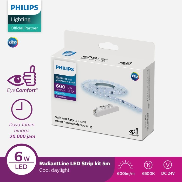 Jual Lampu Philips Radiantline LED Strip DLI320T 5M 6W 65K 24V Cahaya ...