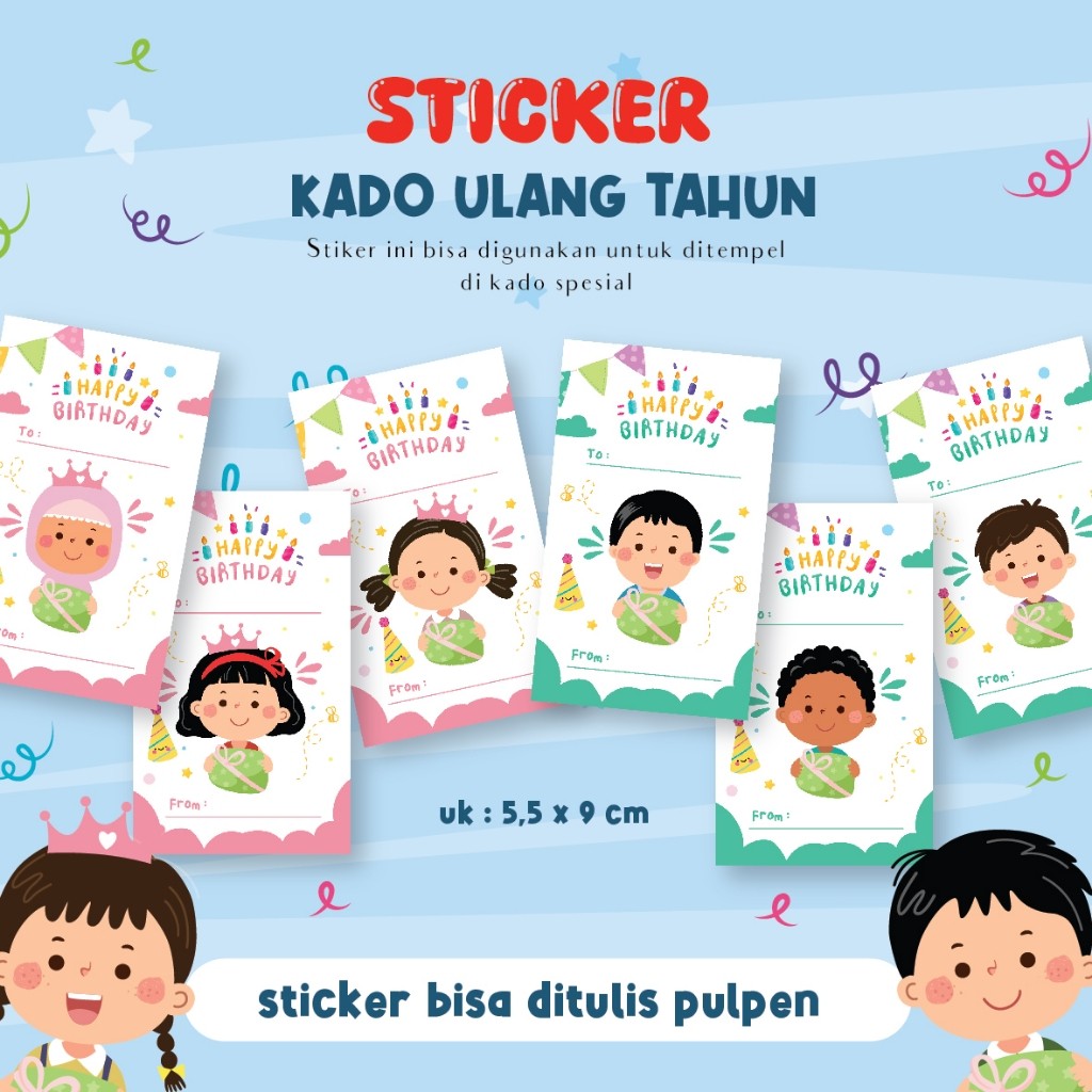 Jual STIKER SEGEL KADO ULANG TAHUN GIFT BIRTHDAY BOY DAN GIRL (25PCS ...