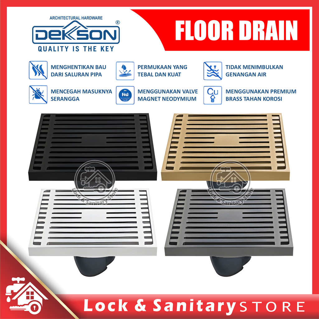 Jual FLOOR DRAIN DEKKSON FD 9907 BR CP SN GUN GREY MB PB Saringan ...