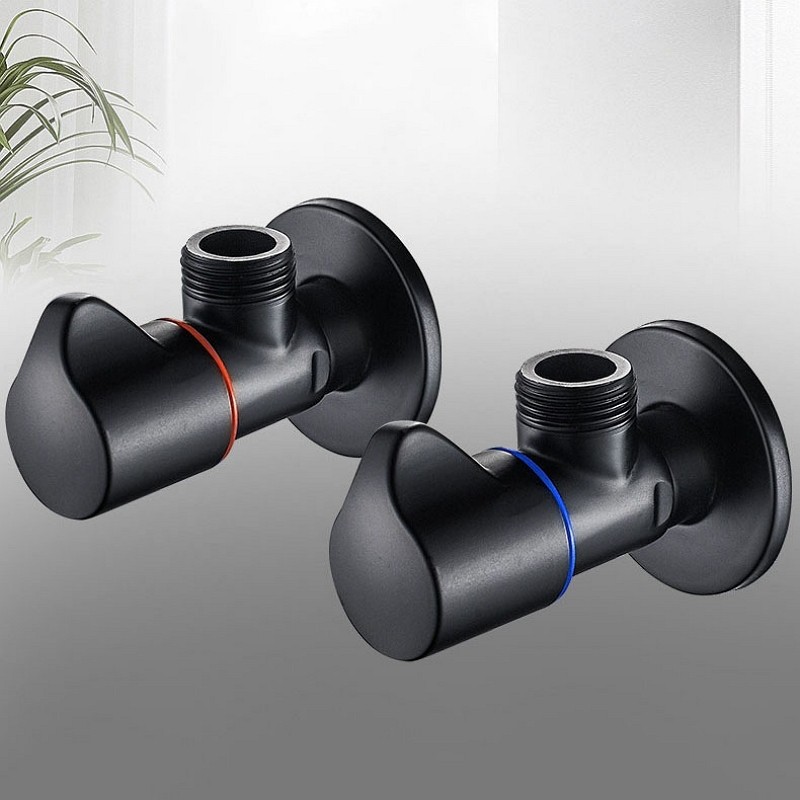 Jual Angle Valve Copper Black Bathroom Filling Valves Toilet Cold and ...