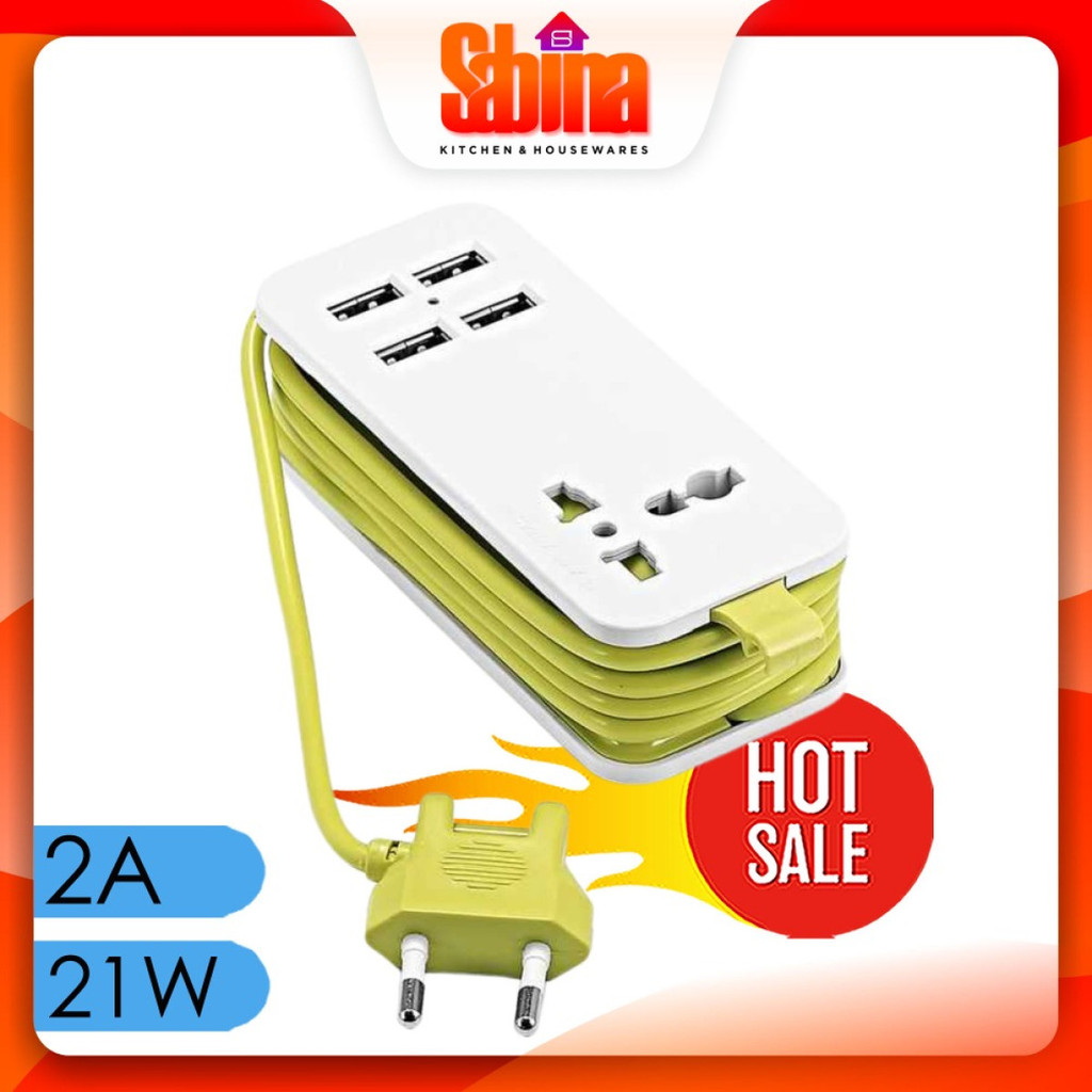 Jual Stop Kontak Kabel Colokan Listrik Universal 4 USB Port EU Plug 1 ...