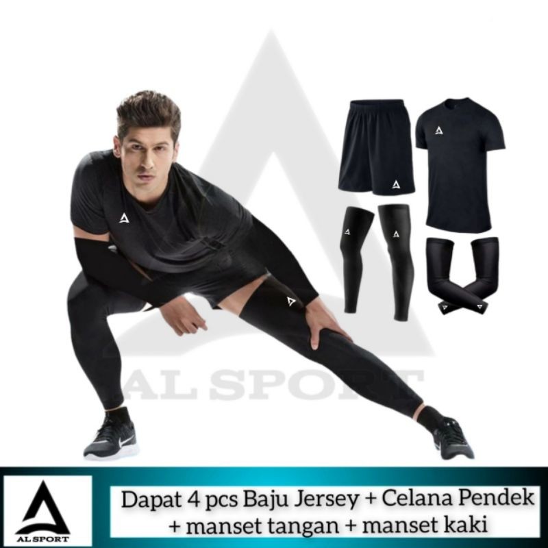 Jual 4 IN 1 Baju Jersey Celana Pendek Manset tangan Manset Kaki Sport ...