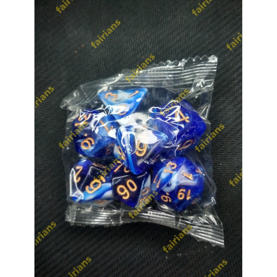 Jual Dadu/Dice DND Polyhedral set isi 7 (White and Clear Blue) | Shopee ...
