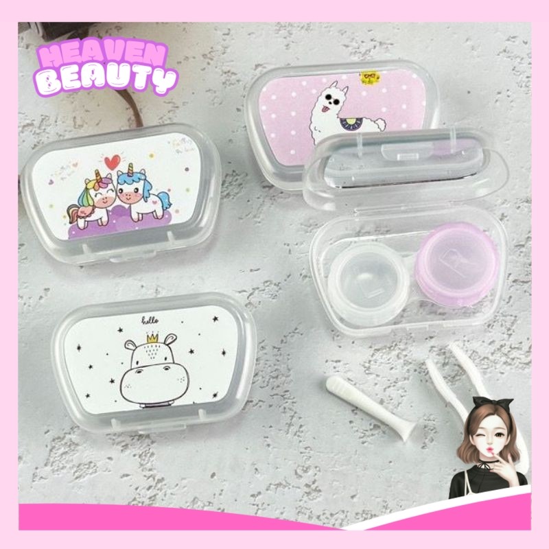 Jual Tempat softlens kaca Kotak Soft lens karakter lucu dengan penjepit ...