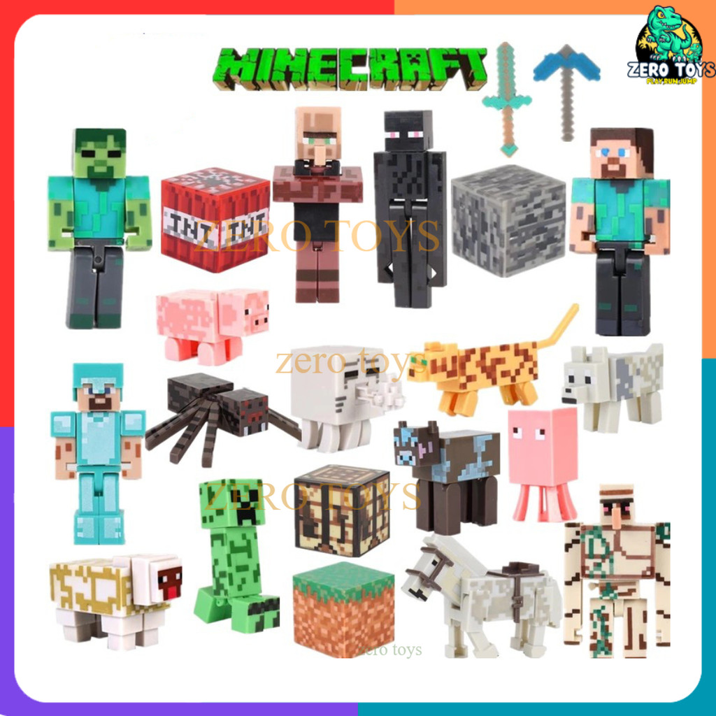 Jual Figure Minecraft.Enderman Zombie Alex Golem Steve Miniatur ...