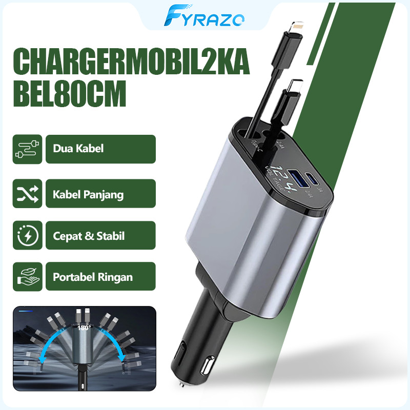 Jual 【4 IN 1】Fyrazo Pengisi Daya Mobil 120W Pengisian Daya Super Cepat ...
