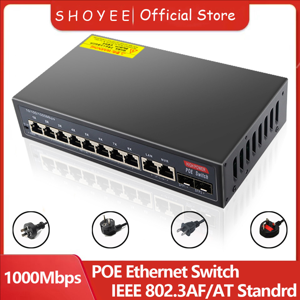 Jual 12-Port Gigabit POE RJ45 Ethernet Switch SFP with for 802.3af/at ...