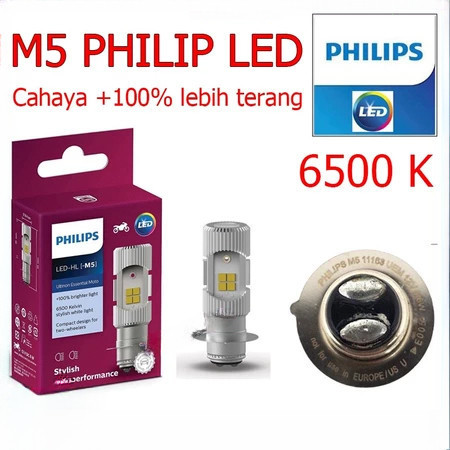 Jual Lampu Depan Motor LED PHILIP M5 6500K 12 Volt 6 Watt LED 2 Sisi ...