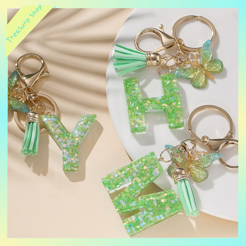 Jual 【Ready】Custom Resin Keychain Initials Alphabet Edition【Hijau ...
