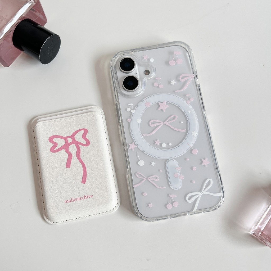 Jual [CASECUDDLES] Cherry Pink Ribbon Magsafe Case - Softcase / Casing ...