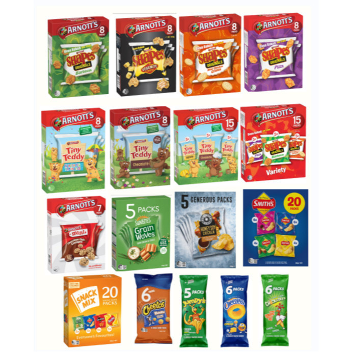 Jual Arnotts shapes, tiny teddy ,choc chip, smiths potato chips, red ...
