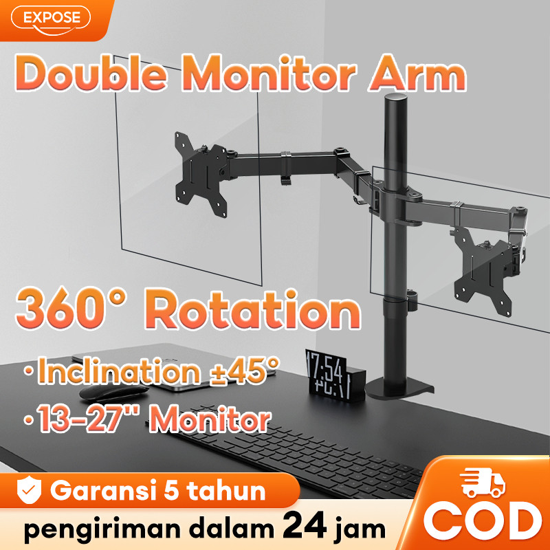 Jual Bracket Monitor Dual Desktop Mount Bracket 17-32 Inch Adjustable ...