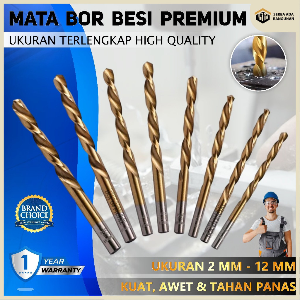 Jual SAB Mata Bor Besi Baja Kuning Kuningan Twist Drill Titanium / Bor ...