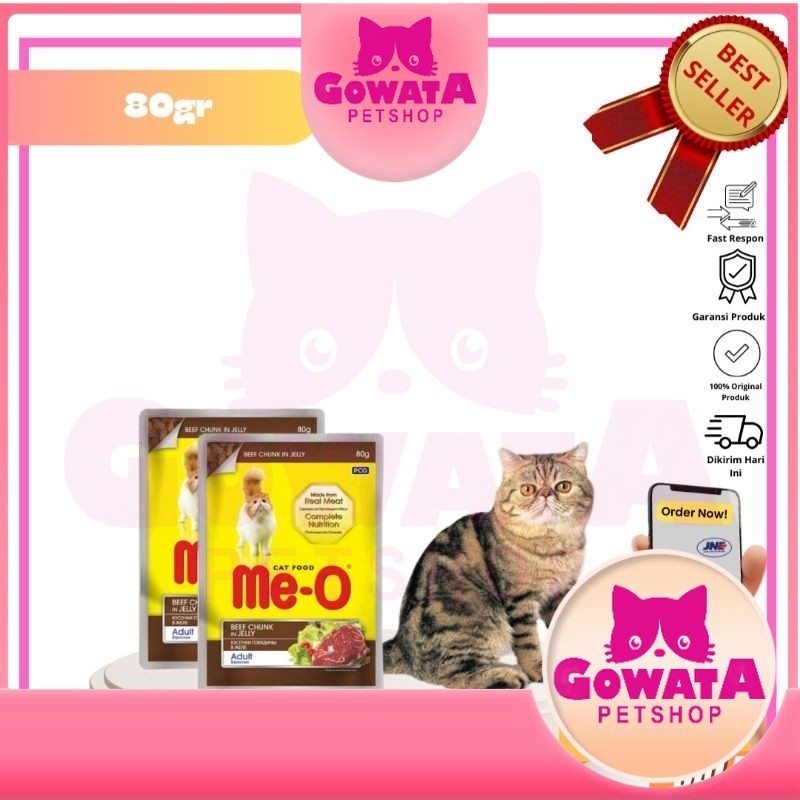 Jual Makanan Kucing Meo Pouch 80gr Beef Chunk In Jelly|A. POUCH (SACHET ...