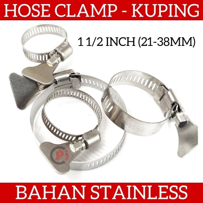 Jual Hose Clamp Klem Selang Ukuran 2 inch Inci 27 sd 51 mm Model Kuping ...