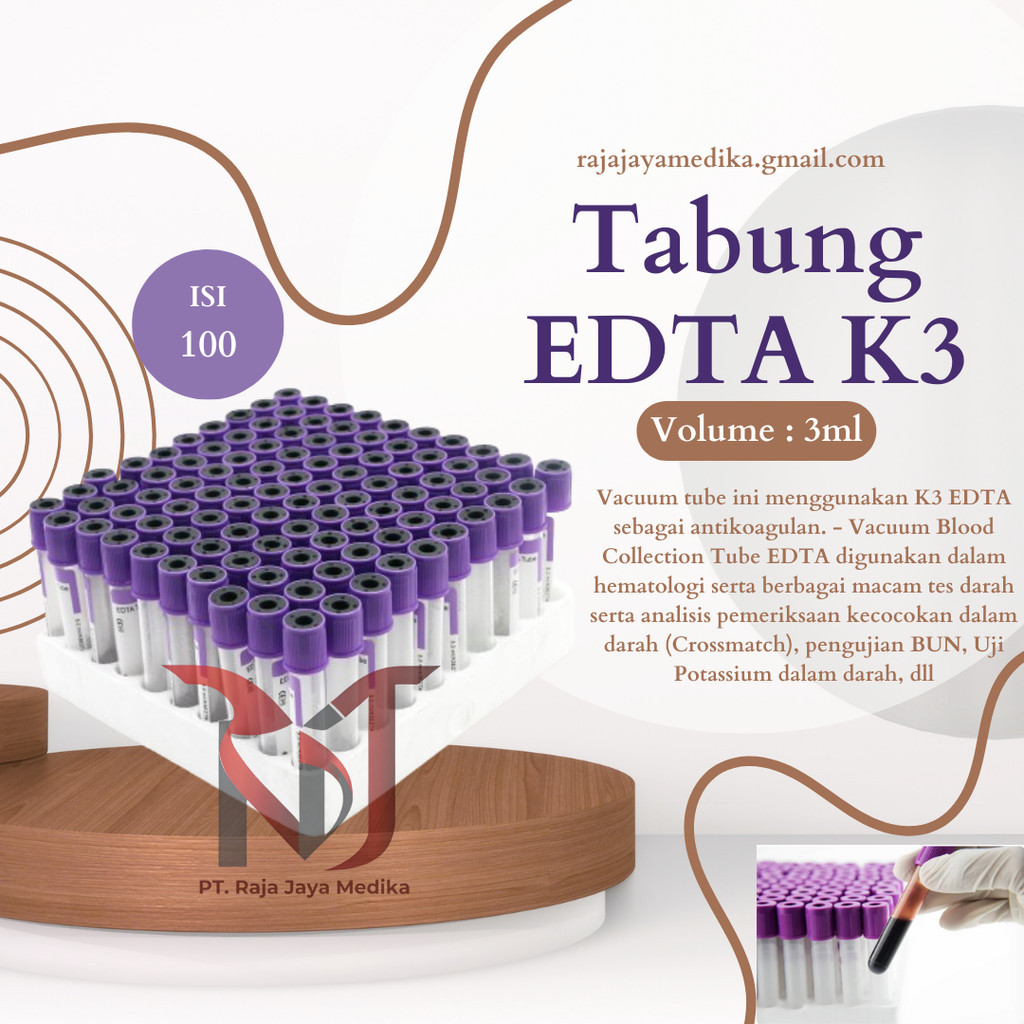 Jual Tabung Darah EDTA K3 3ml 3cc PET Box Isi 100 Pcs | Shopee Indonesia