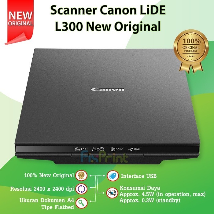 Jual RESMI CanoScan LiDE L300 Flatbed Scanner Canon A4 Pengganti LiDe ...