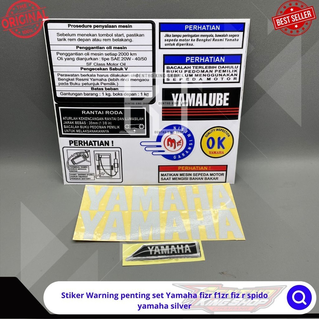 Jual Stiker Warning penting set Yamaha fizr f1zr fiz r spido yamaha ...