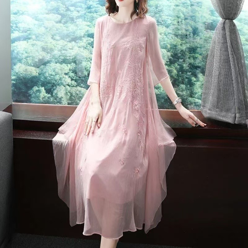 Jual FAN Gaun elegan Korea gaun pesta mewah dress pink | Shopee Indonesia