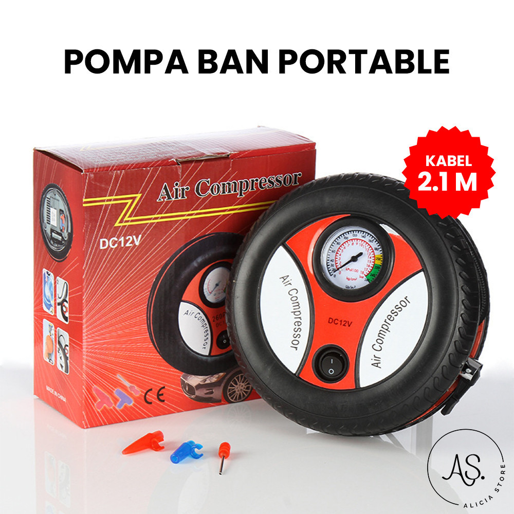 Jual AS Pompa Ban Bulat / Air Compressor Portable | Shopee Indonesia