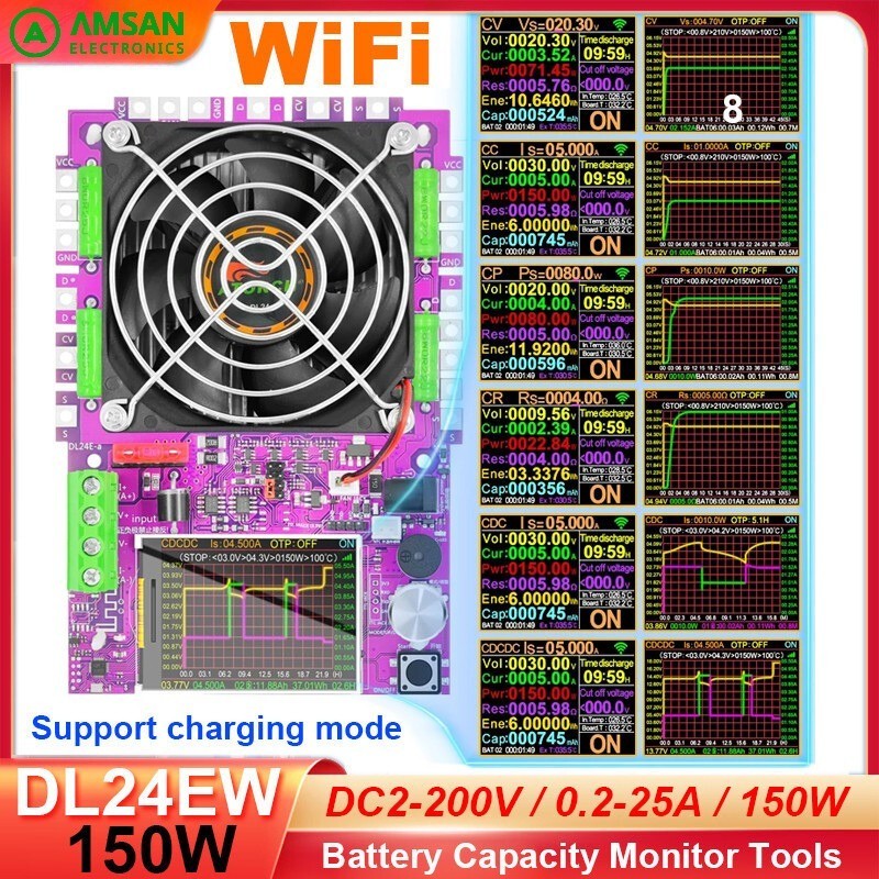 Jual DL24EW 150W 4-Wire Tuya Smart WiFi Electronic Load Tester 18650 ...